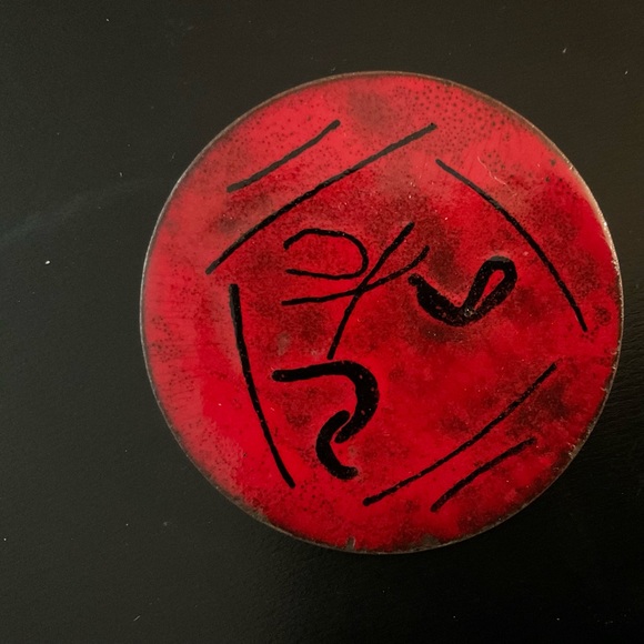 Jewelry | Vintage Red And Black Enamel Pin | Poshmark